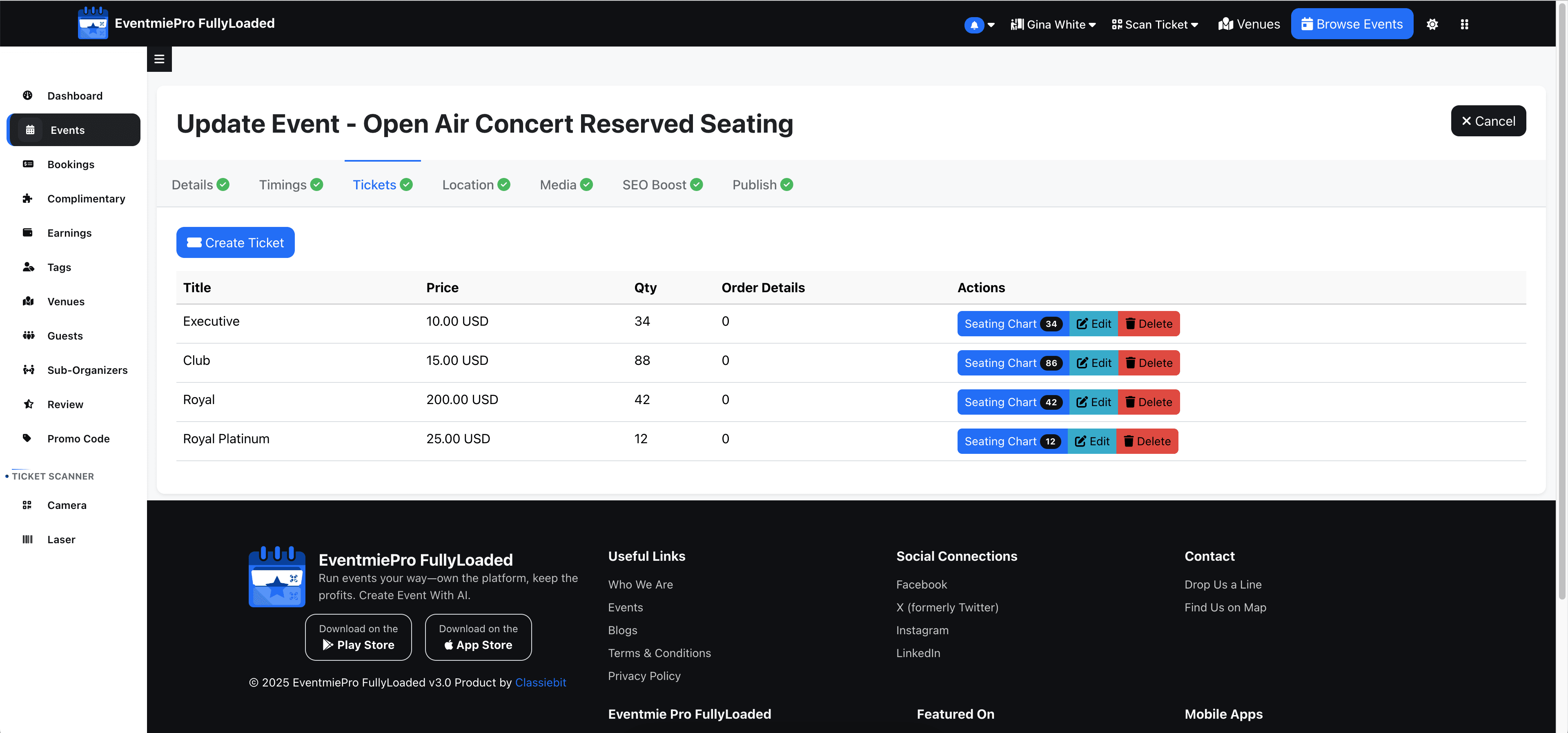 Reserved Seating (FullyLoaded) | Eventmie Pro